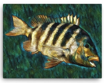 Sheepshead Fish Art - Etsy