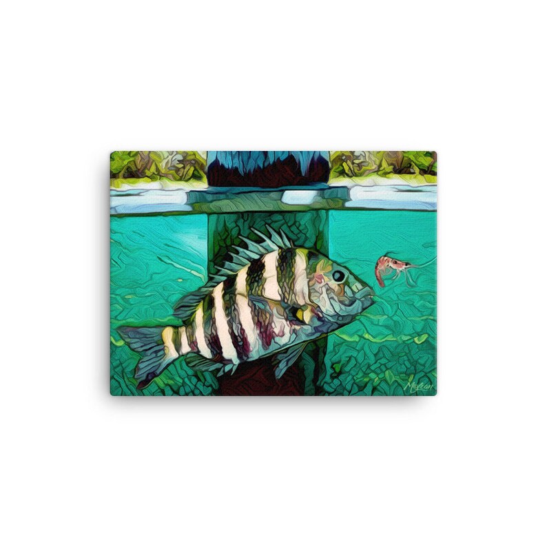 SHEEPSHEAD Ocean Fish Wall Art Print Fishing Wildlife Gifts for Men ...
