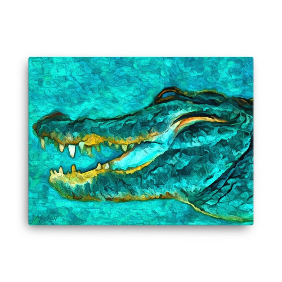 ALLIGATOR Animal Fine Art Canvas Giclee Print Florida Everglades ...