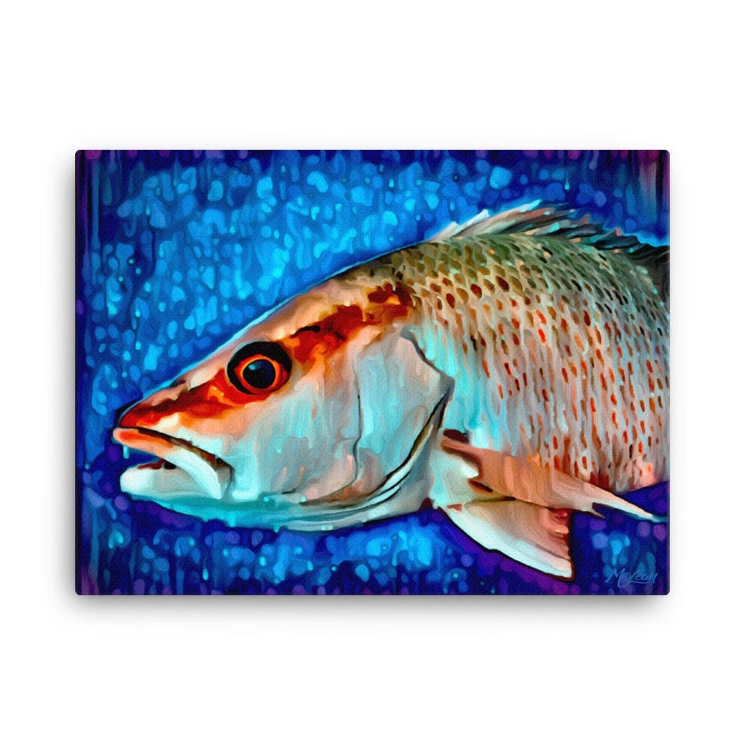 MANGROVE SNAPPER Ocean Fish Fine Art Canvas Giclee Print - Florida ...