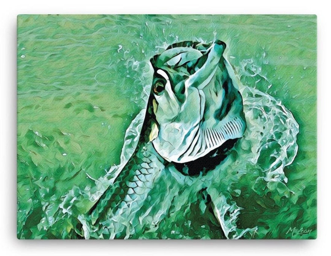 TARPON Fish Inshore Fine Art Canvas Giclee Print - Florida Everglades ...