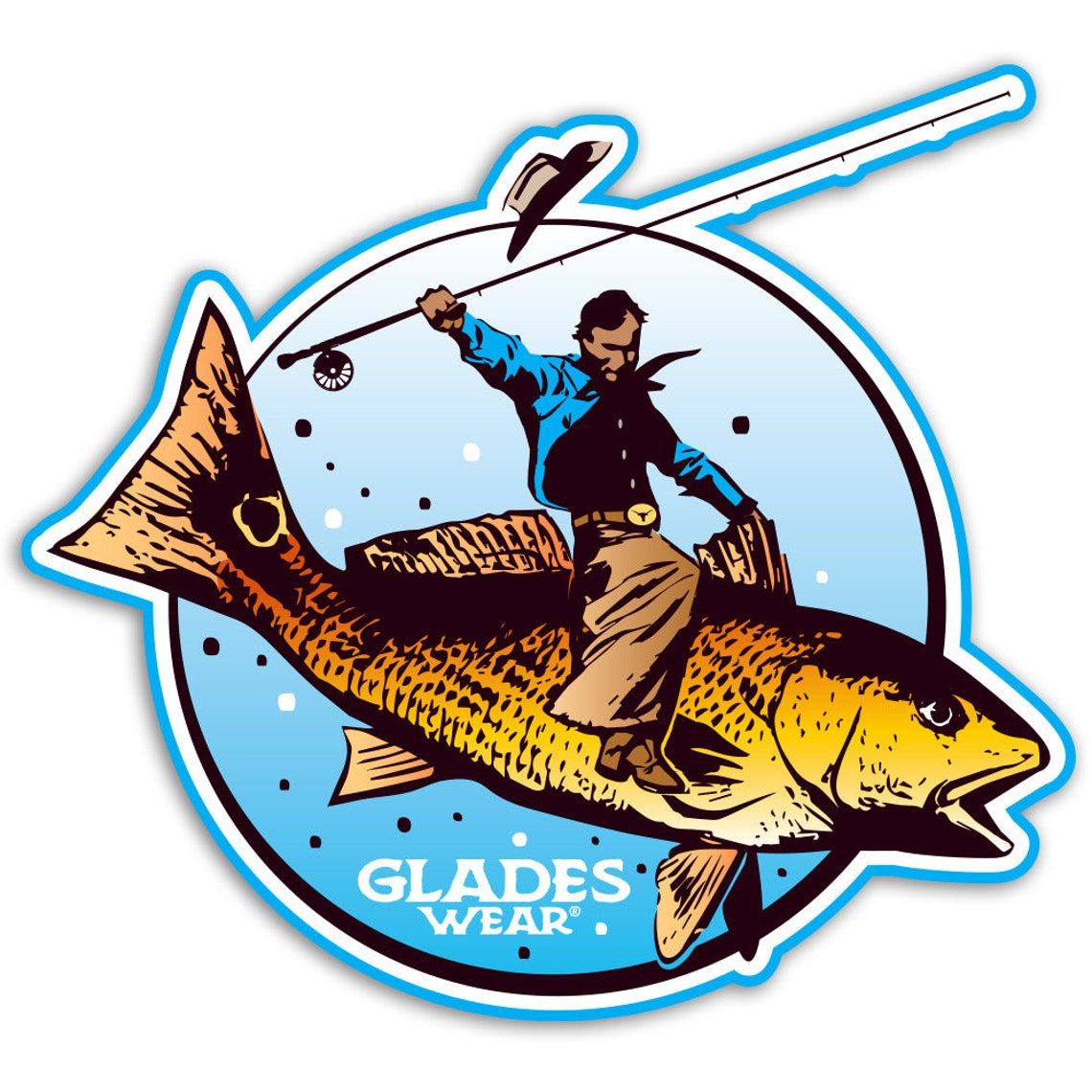 REDFISH Red Drum Fish Art Vinyl Sticker Decal - Fishing Art Print ...