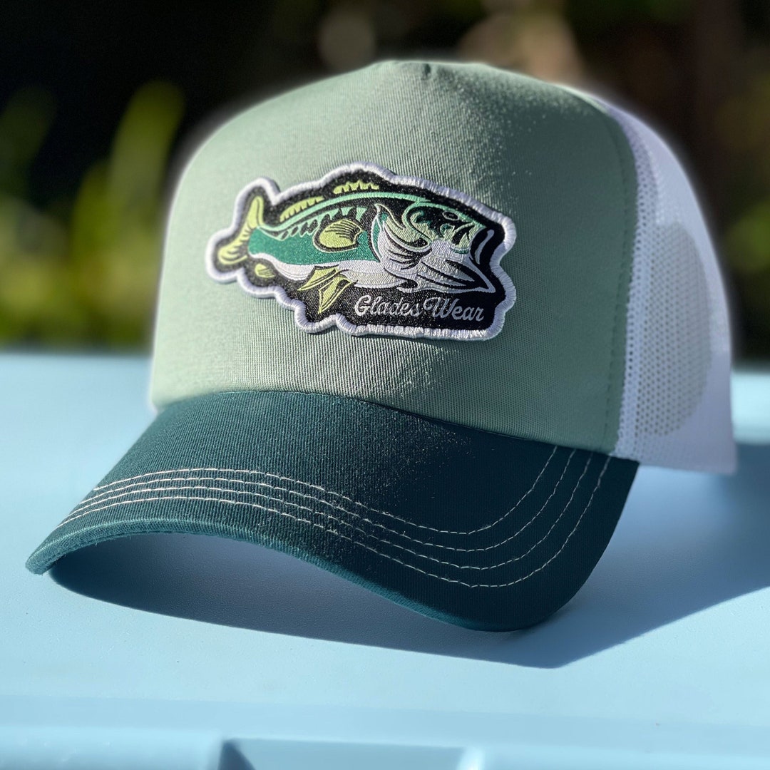 LARGEMOUTH SMALLMOUTH BASS Patch Mesh Snap Back Trucker Hat for Men ...