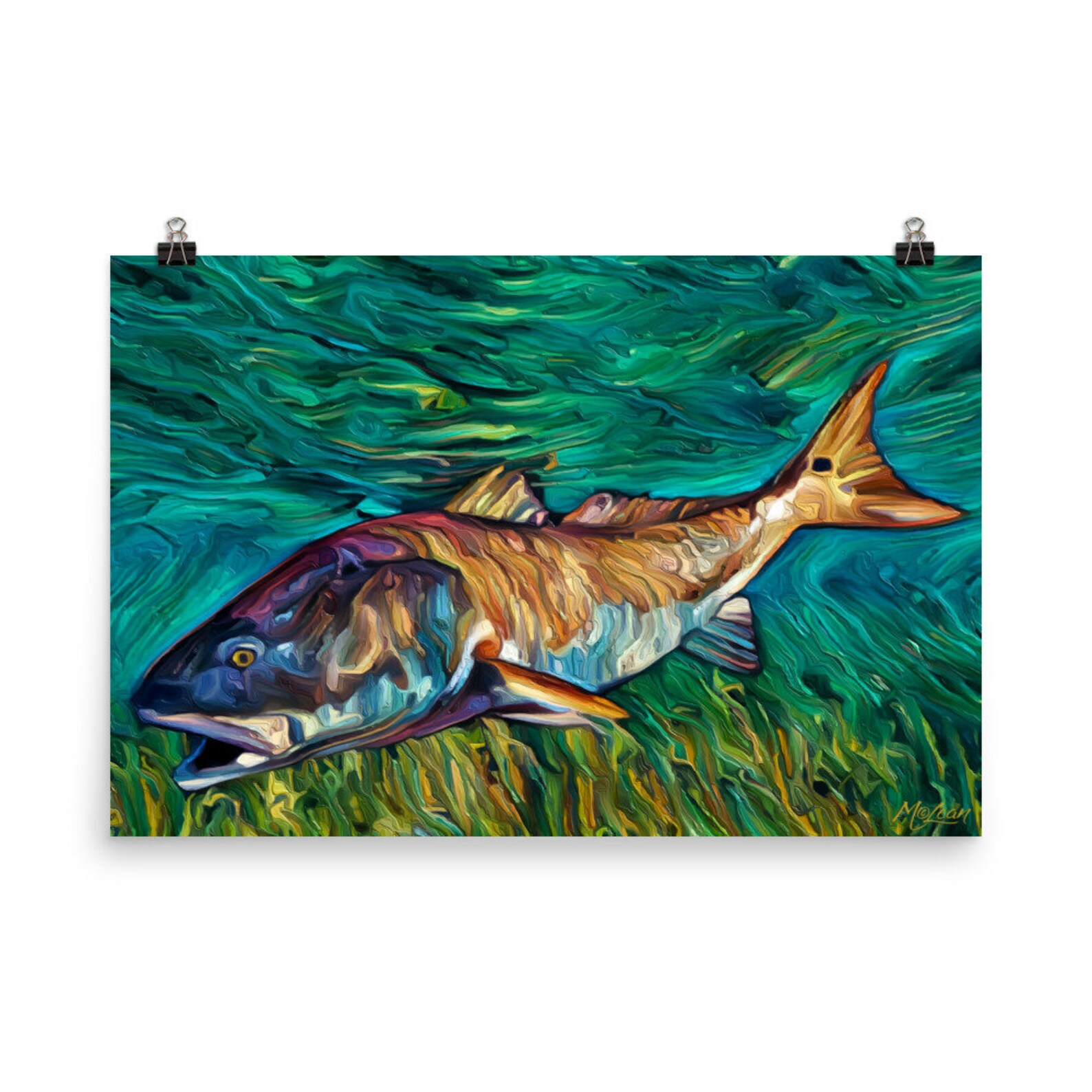 REDFISH (red Drum) Inshore Fine Art Canvas Giclee Print - Florida ...