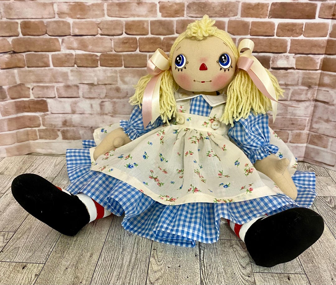 Sweet Raggie Girl - Raggedy Doll - Ann and Andy - Blue Gingham ...