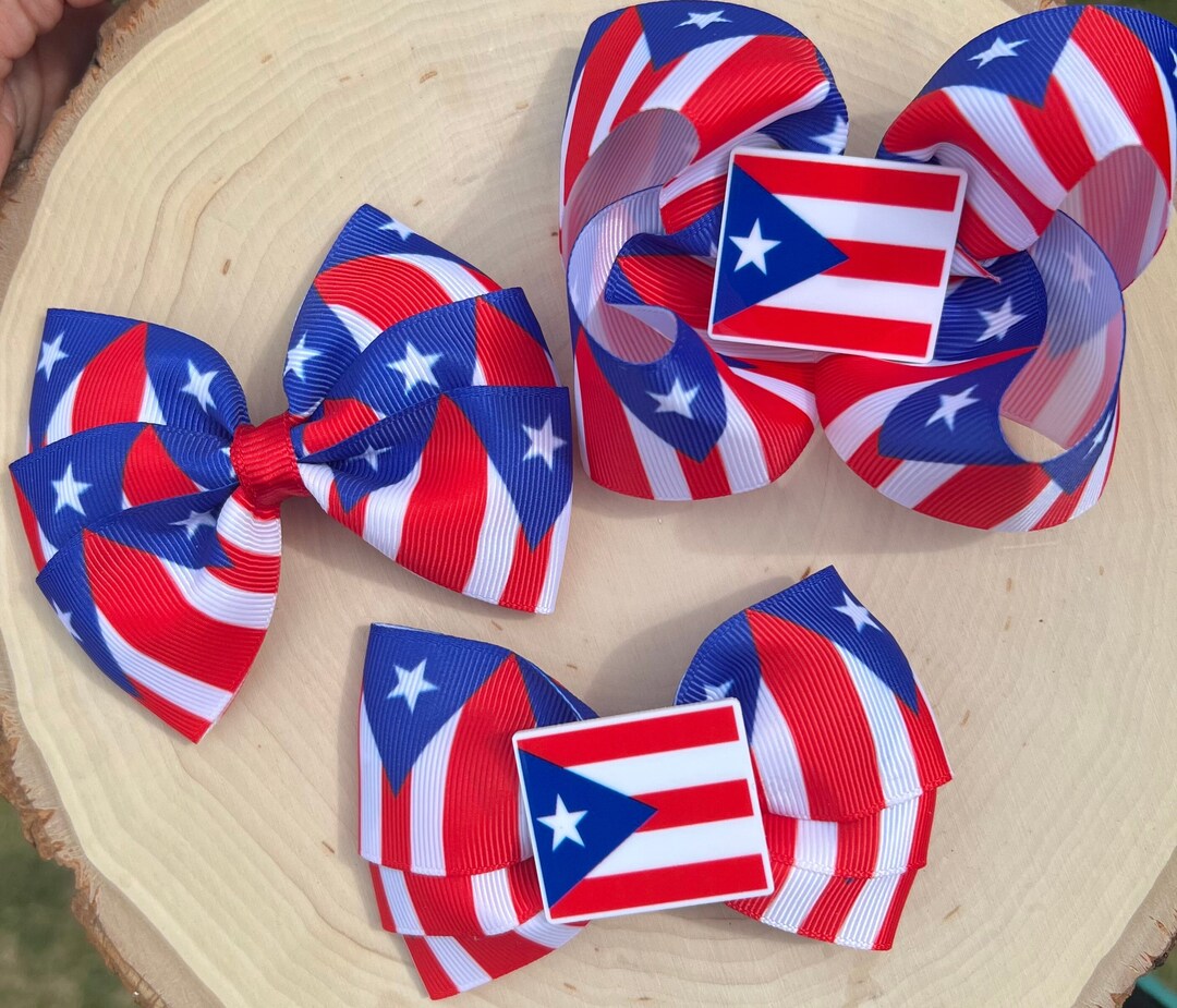 Puerto Rico Hair Bow, Puerto Rico Flag Bow - Etsy