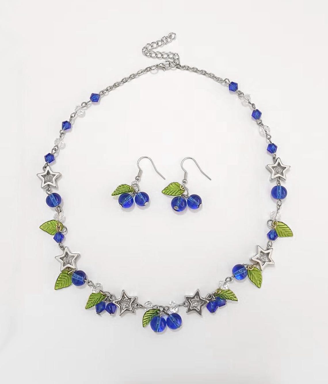 Blueberry Necklace and Earrings Set: Glass Bead Jewelry - Etsy