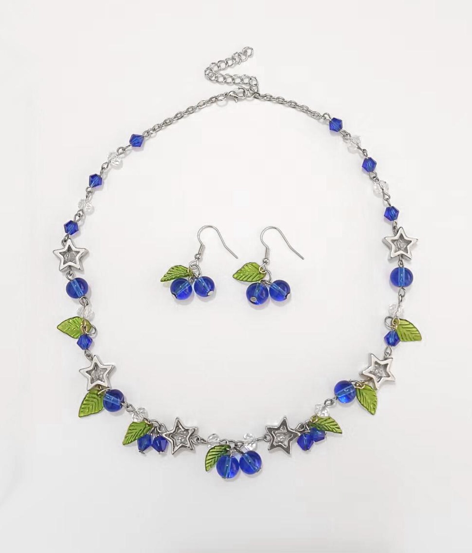 Blueberry Necklace and Earrings Set: Glass Bead Jewelry - Etsy