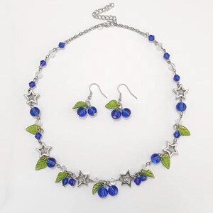 Blueberry Necklace and Earrings Set: Glass Bead Jewelry - Etsy