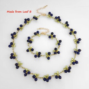 Blueberry Necklace Bracelet Set: Glass Bead Plant Jewelry - Etsy