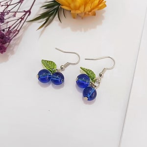Blueberry Necklace and Earrings Set: Glass Bead Jewelry - Etsy