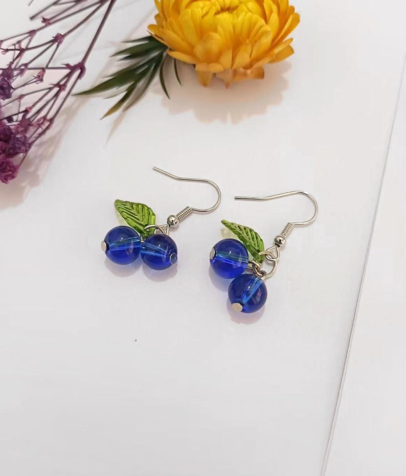 Blueberry Necklace and Earrings Set: Glass Bead Jewelry - Etsy