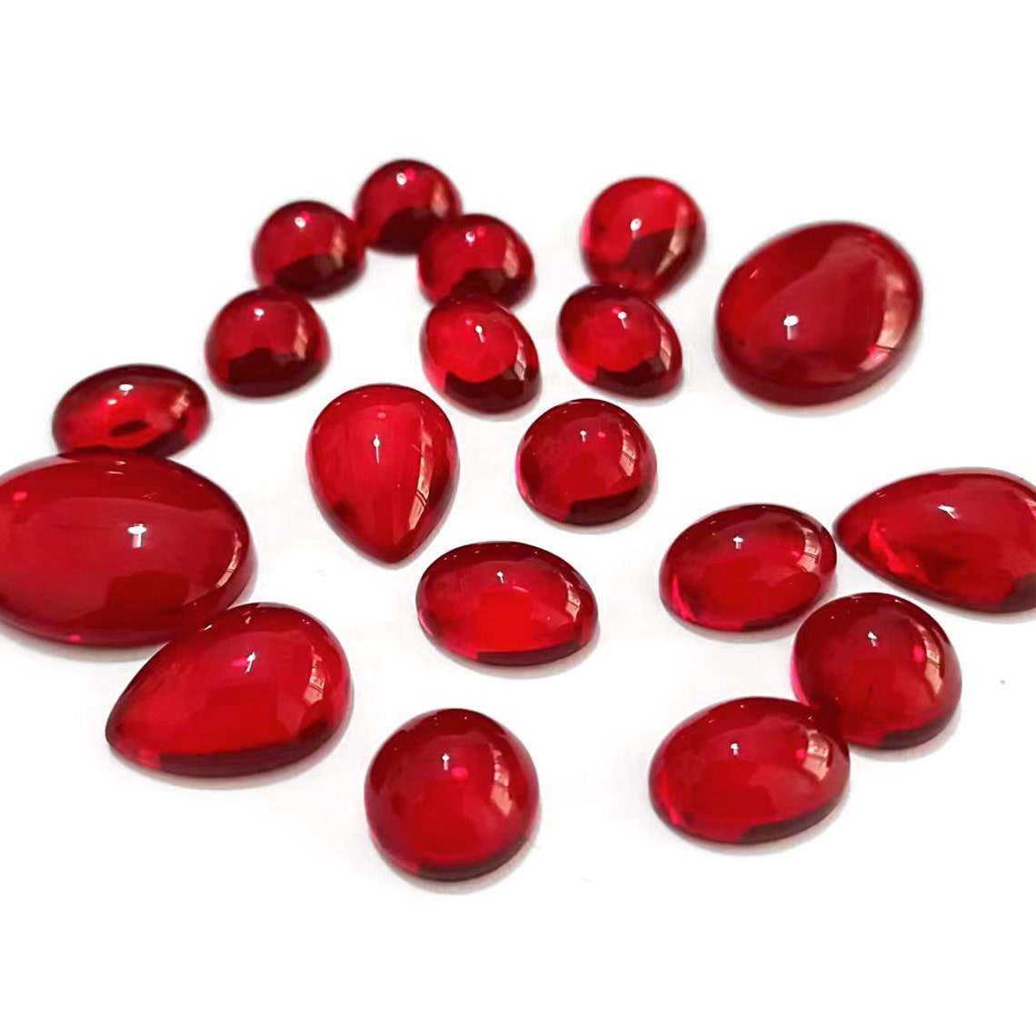 10 Red Glass Cabochons: Oval, Round, Water Drop - Jewelry Making - Etsy