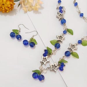 Blueberry Necklace and Earrings Set: Glass Bead Jewelry - Etsy