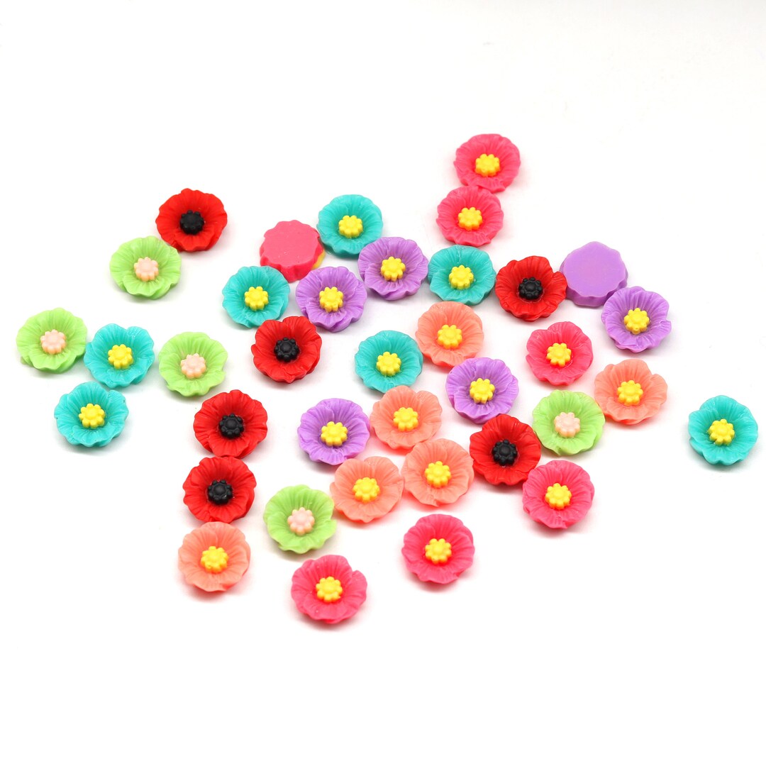 50 Pcs Poppy Flower Resin Embellishments Resin Decoration | Red Poppy ...