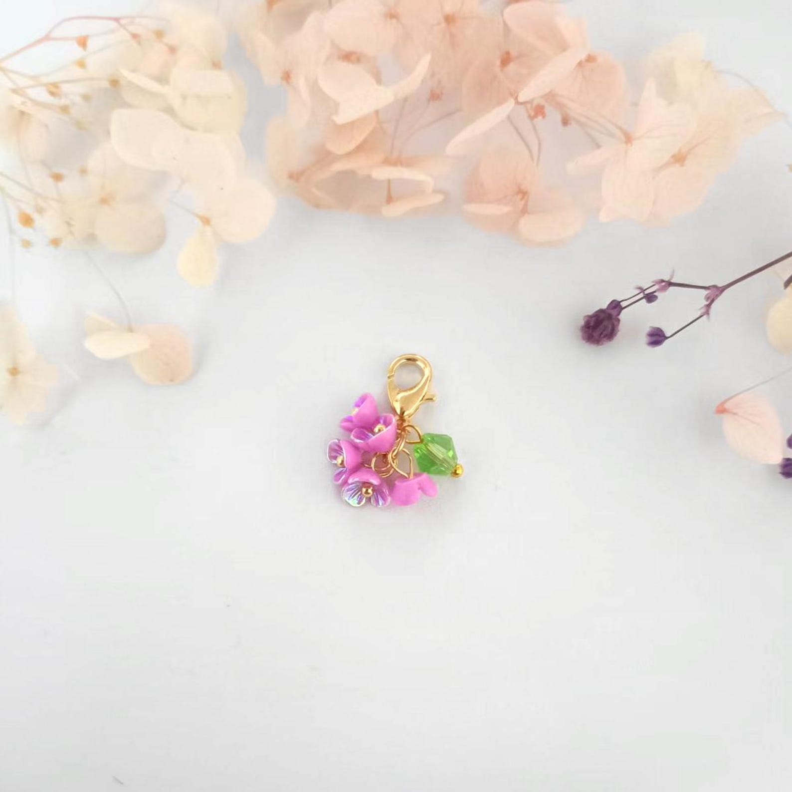 Floral Keychain Charm: Acrylic Flower Pendant With Lobster Buckle - Etsy