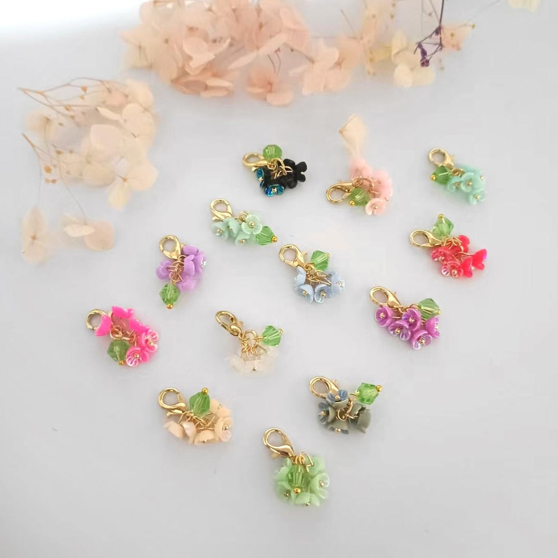 Floral Keychain Charm: Acrylic Flower Pendant With Lobster Buckle - Etsy