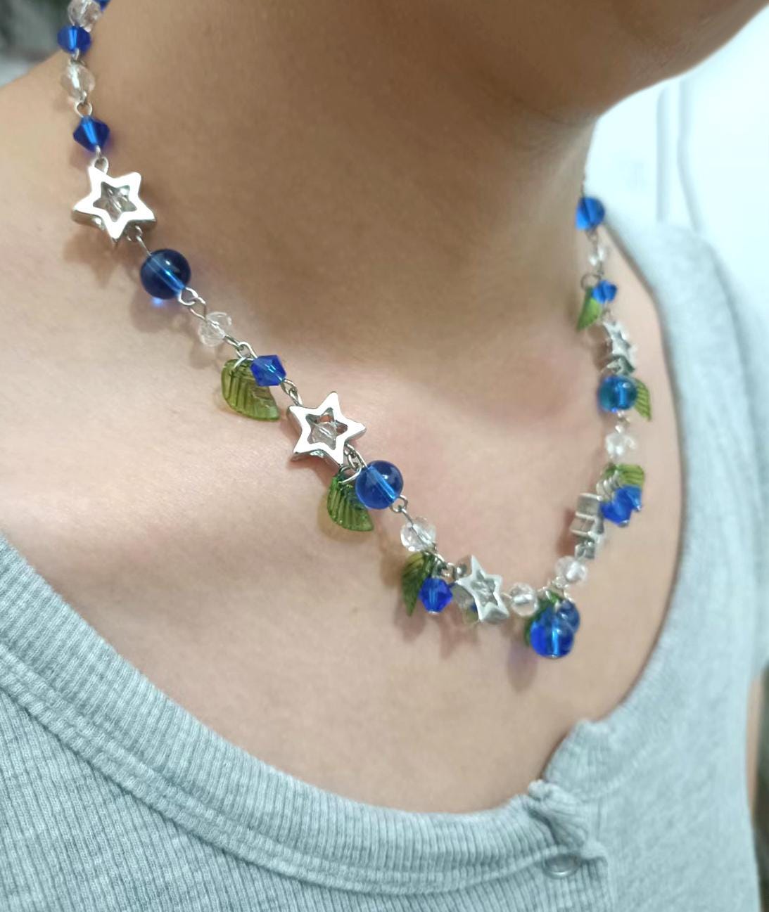 Blueberry Necklace and Earrings Set: Glass Bead Jewelry - Etsy