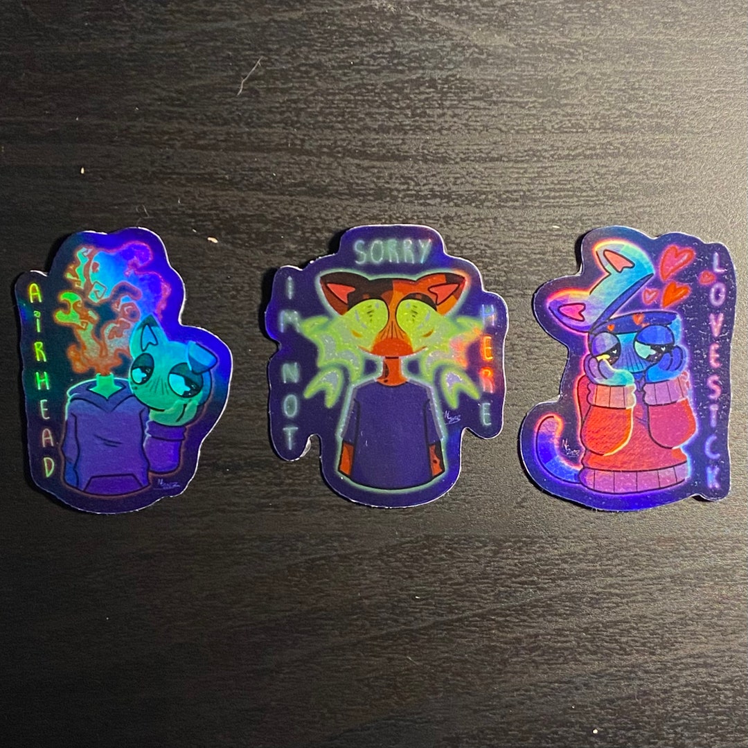 Holographic Vinyl Original Design Cartoon Cat Sticker Set [LIMITED ...