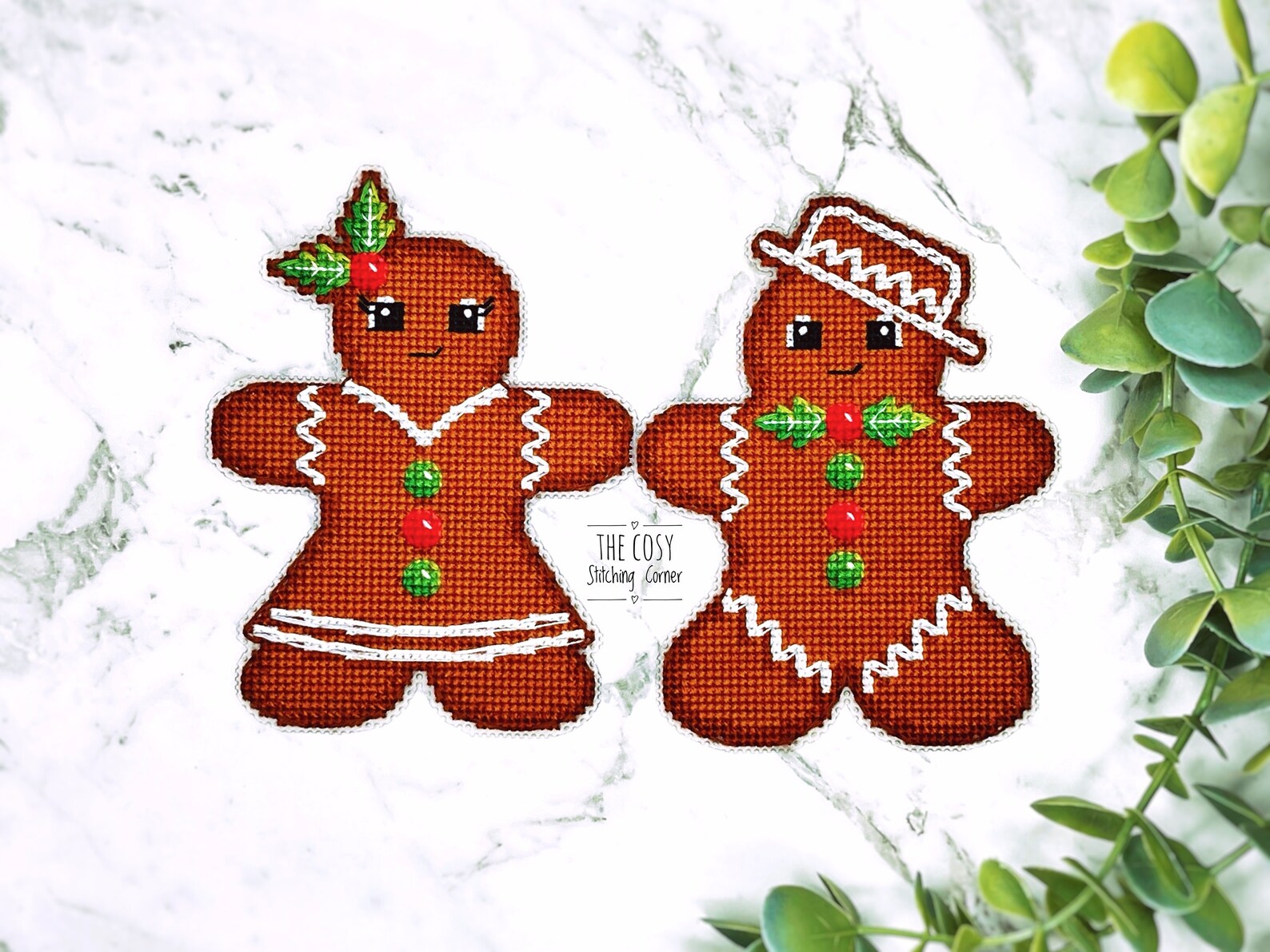 Cute Cross Stitch Pattern PDF, Gingerbread Family, Gingerbread Couple ...