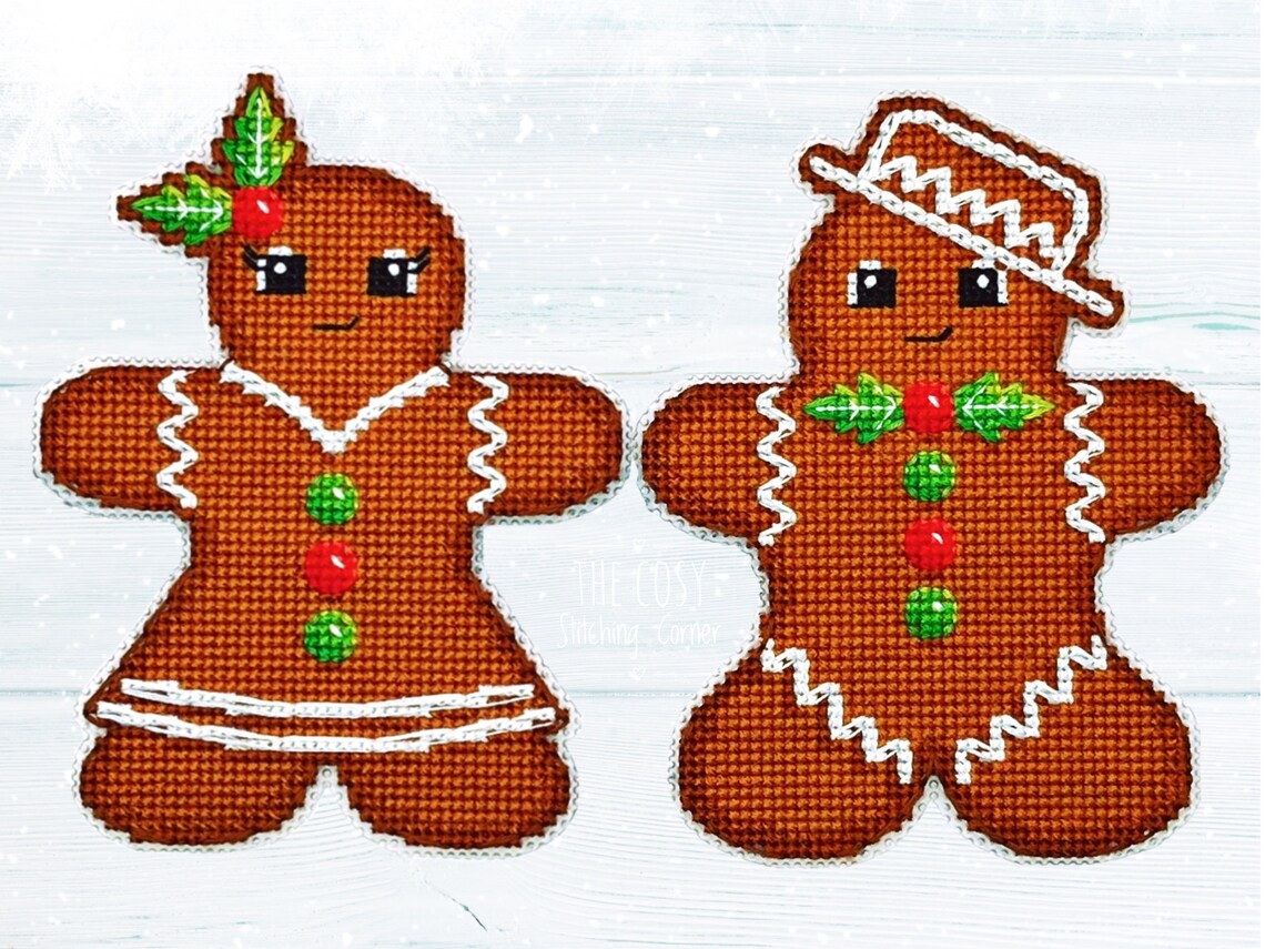 Cute Cross Stitch Pattern PDF, Gingerbread Family, Gingerbread Couple ...