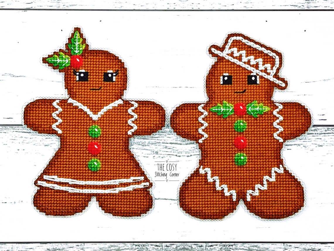 Cute Cross Stitch Pattern PDF, Gingerbread Family, Gingerbread Couple ...
