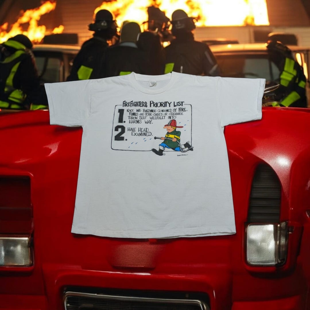 Vintage 90's 1991 Fireman Firefighter First Responder Firetruck Single ...