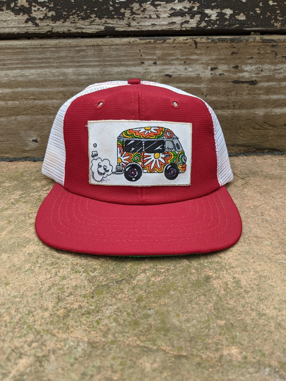 Vintage 70's 80's Psychedelic Van Hippy New Era Snapback Trucker Hat ...