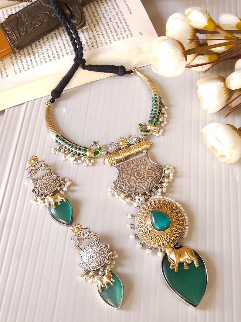 Antique Fusion Hasli Necklace Oxidised Pearl Unique Jewelry Silver ...