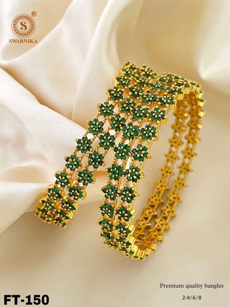 Beautiful Gold Plated Ruby Bangles Red Diamond Bangles Set Premium ...