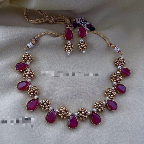 Indian Ruby Necklace - Etsy