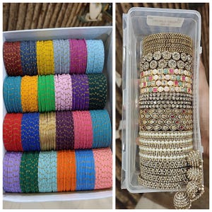 Kundan Bridal Bangle Set: Indian Wedding Chudiyan, Multi-color Brass ...
