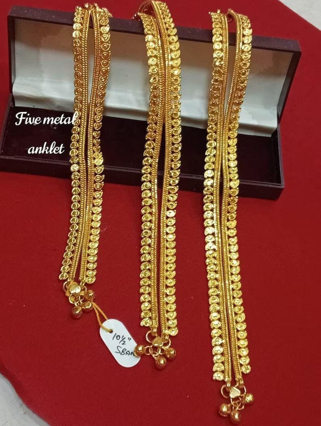 South Indian Gold Plated Anklets, Anklet Payal Pair, Punjabi Jhanjra ...