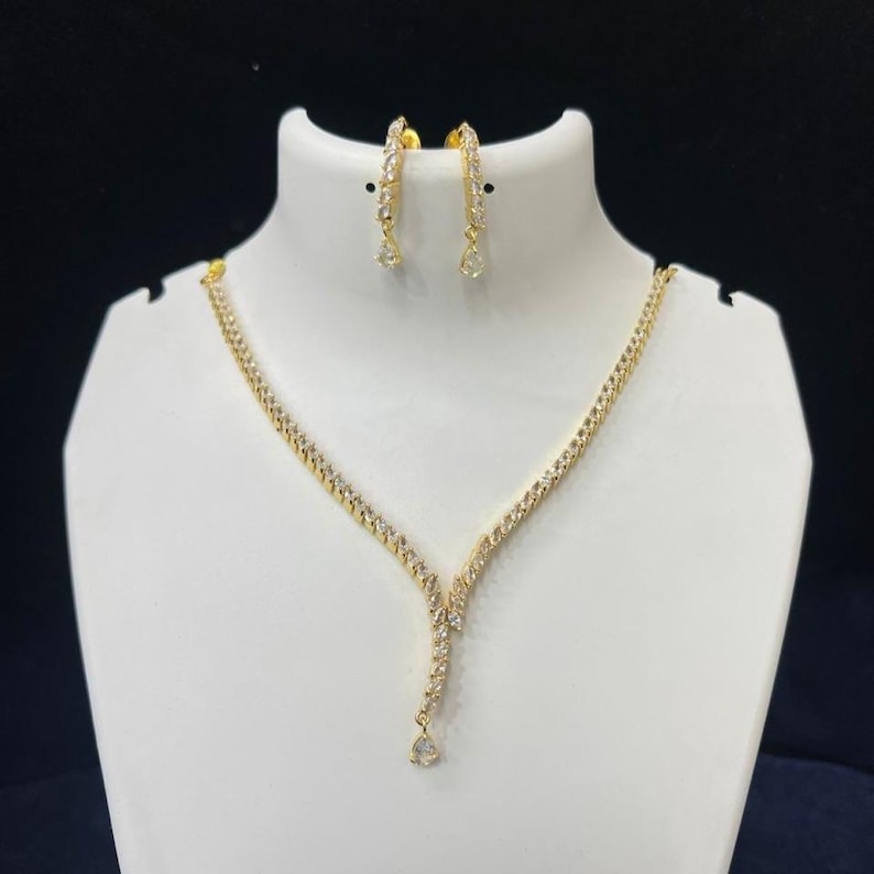 Gold Plated Marquise Cut Ruby Necklace Earring Set, Teardrop Pendant ...