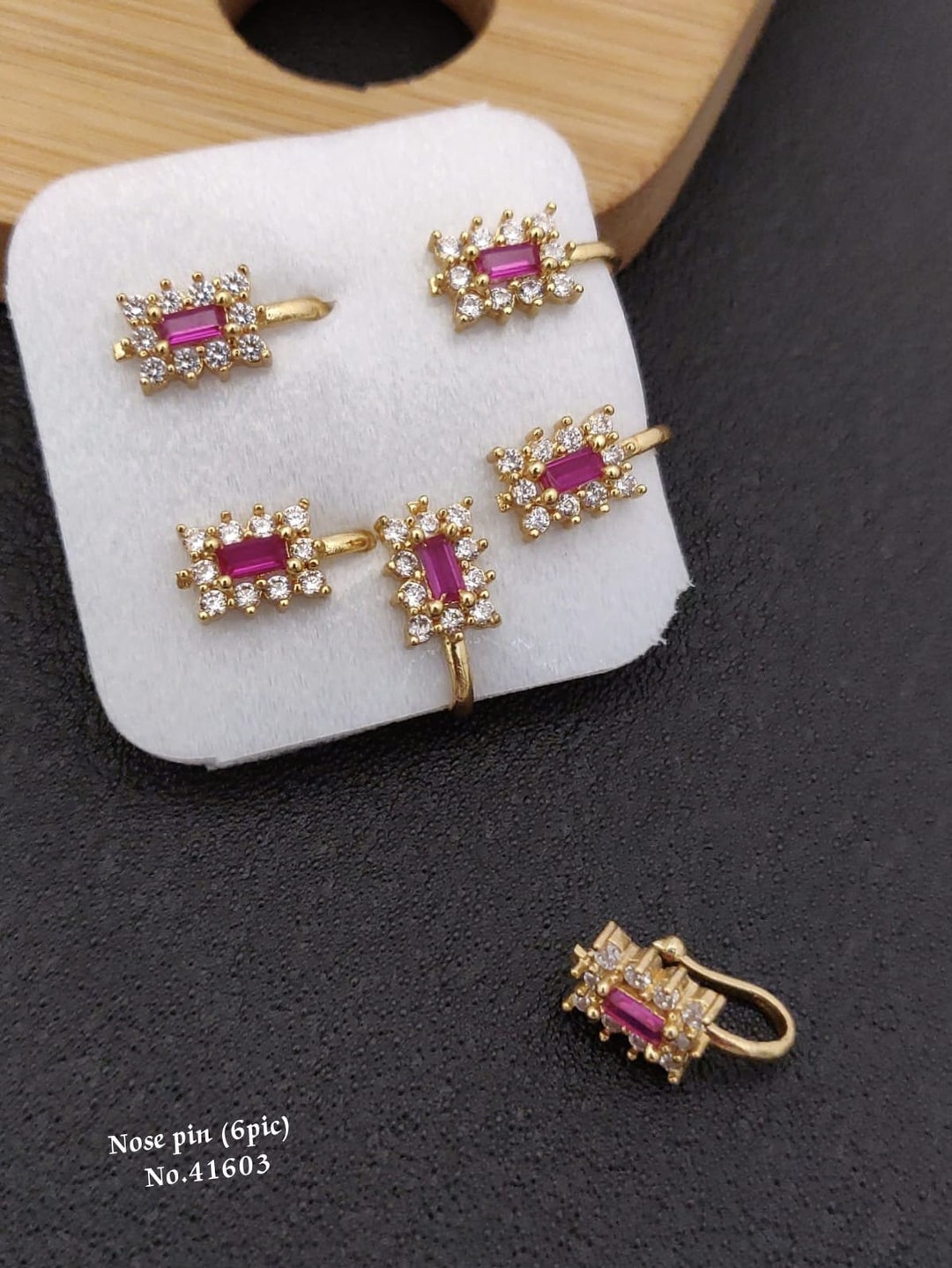 Nose Pin Ruby Diamond Nose Pin Indian Jewelry CZ Nose Ring - Etsy