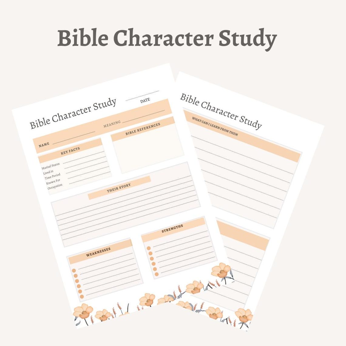 Bible Character Study Pintable Template - Etsy