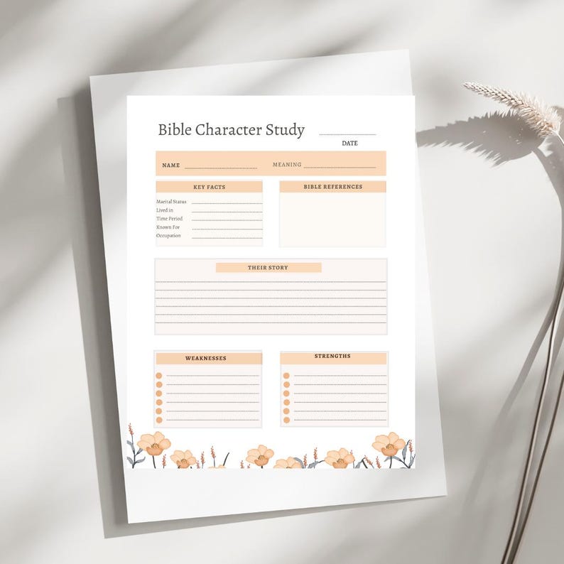 Bible Character Study Pintable Template - Etsy