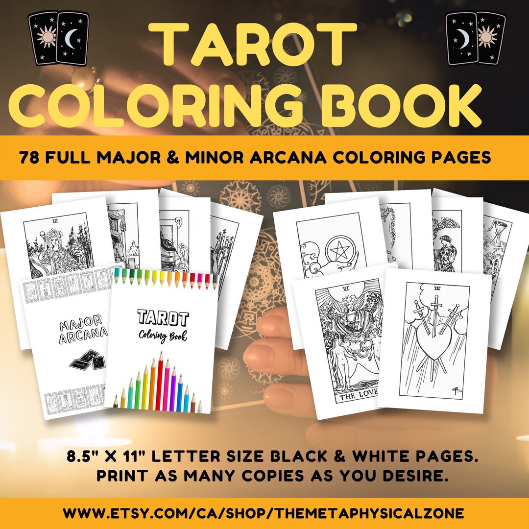 Rider Waite Tarot Card Coloring Printables 78 Pages Includes Major and ...