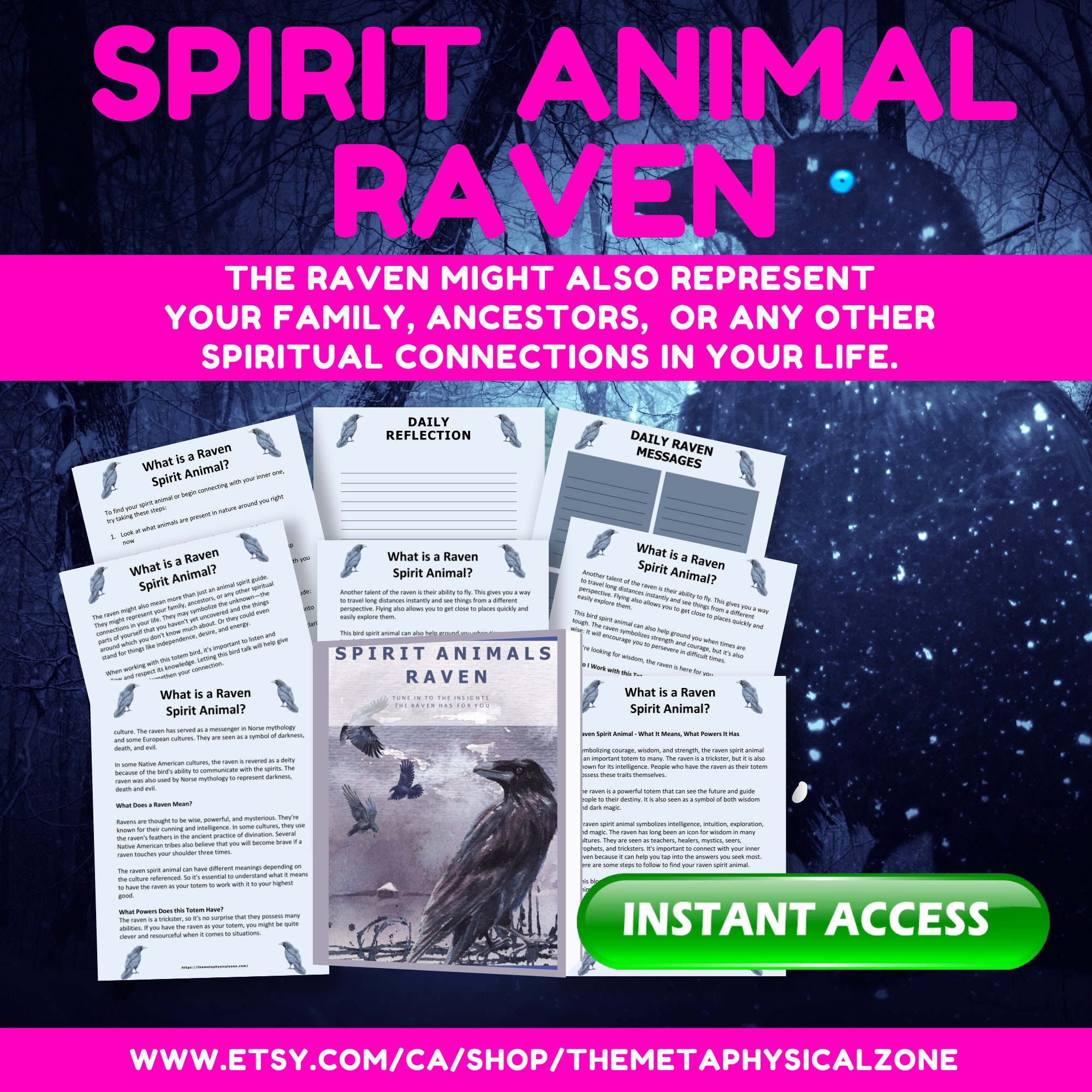Spirit Animal Raven Journal Guidebook Messages Spiritual - Etsy