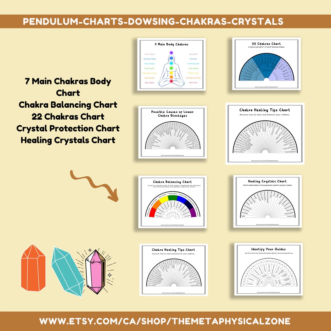 14 Printable Pendulum Charts for Dowsing Divination Fortune Telling Kit ...