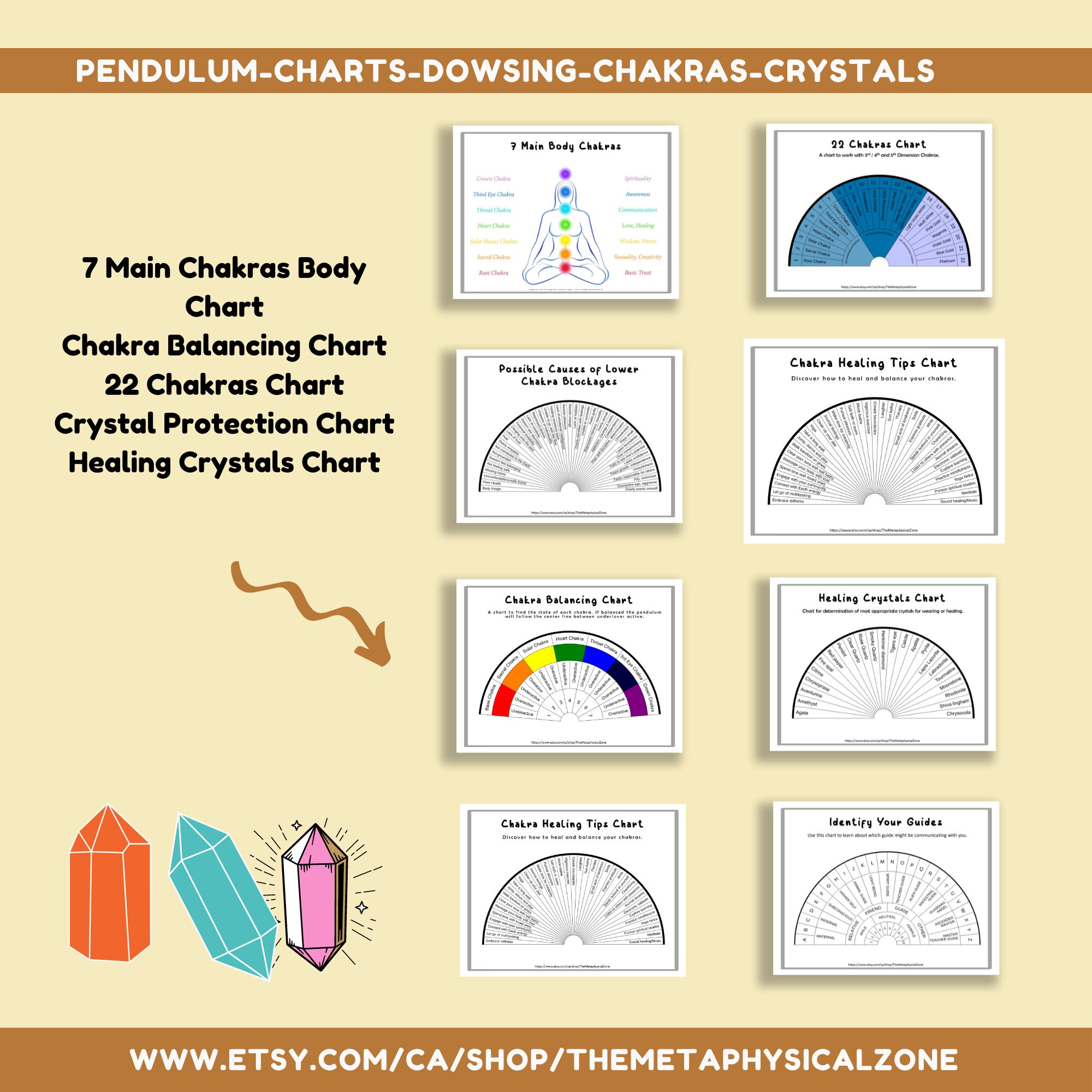 14 Printable Pendulum Charts for Dowsing Divination Fortune Telling Kit ...