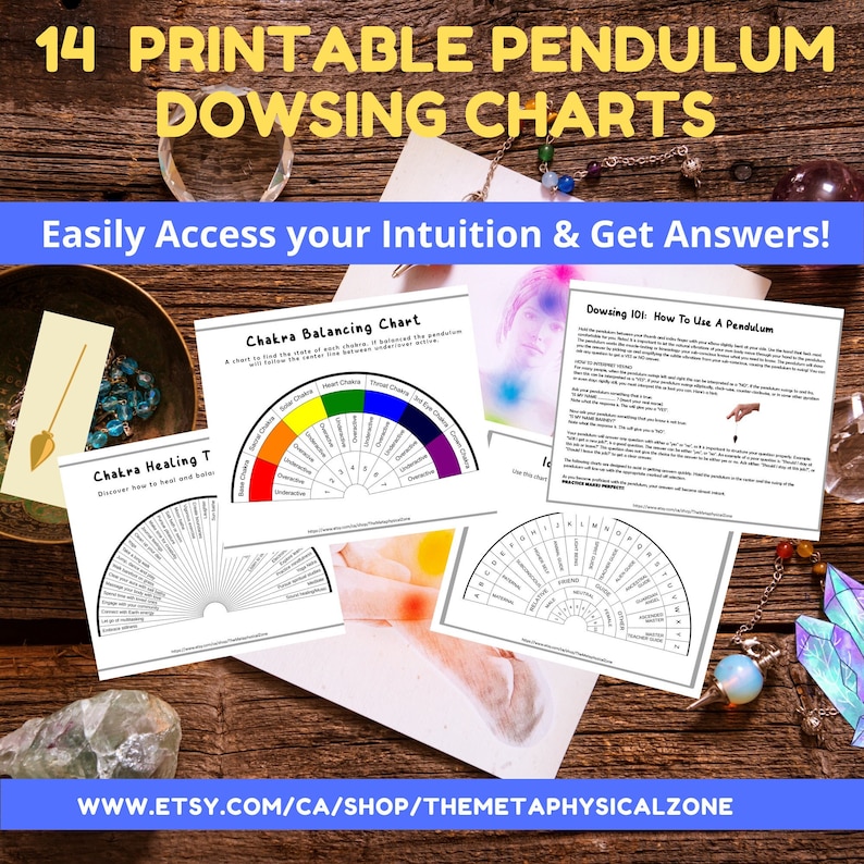 14 Printable Pendulum Charts for Dowsing Divination Fortune Telling Kit ...