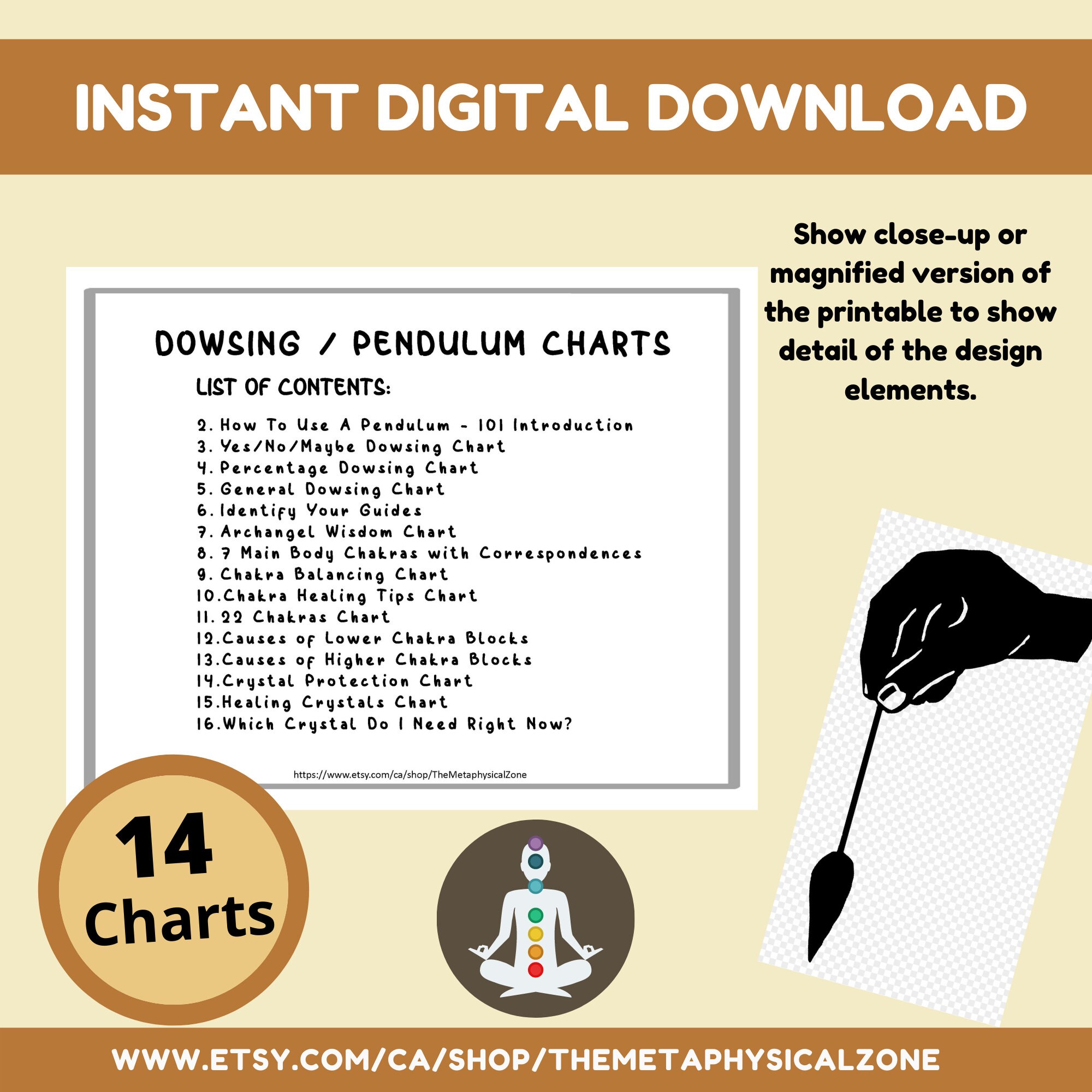 14 Printable Pendulum Charts for Dowsing Divination Fortune Telling Kit ...