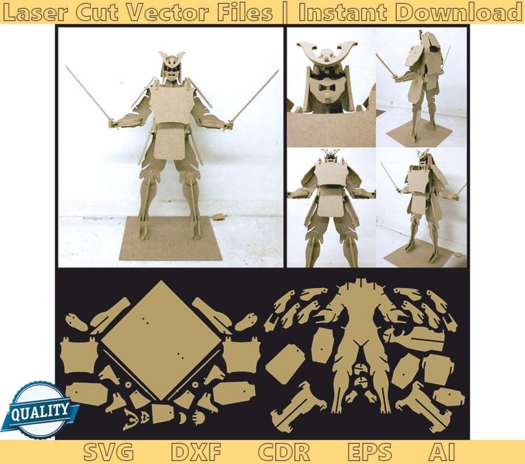 Puzzle Samurai. Laser Cut Files SVG DXF CDR Vector Plans - Etsy Australia