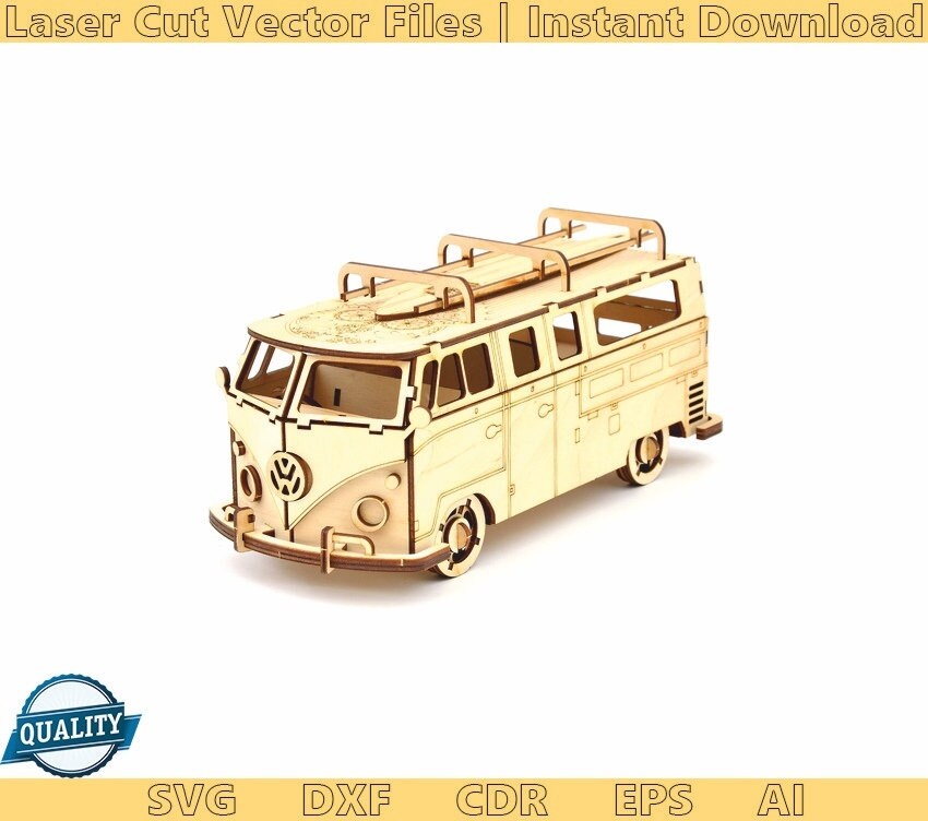 Minibus Volkswagen. Laser cut Files SVG DXF CDR plans | Etsy