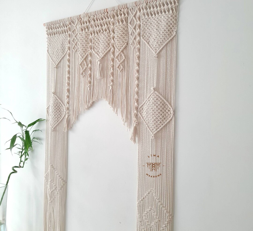 Macrame Bohemian Curtain, Macrame Backdrop, Macrame Door Curtain, Macrame Room Divider, Wall ...