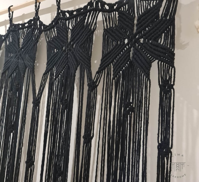 Black Macrame Curtain Macrame Window Curtain Macrame Door - Etsy