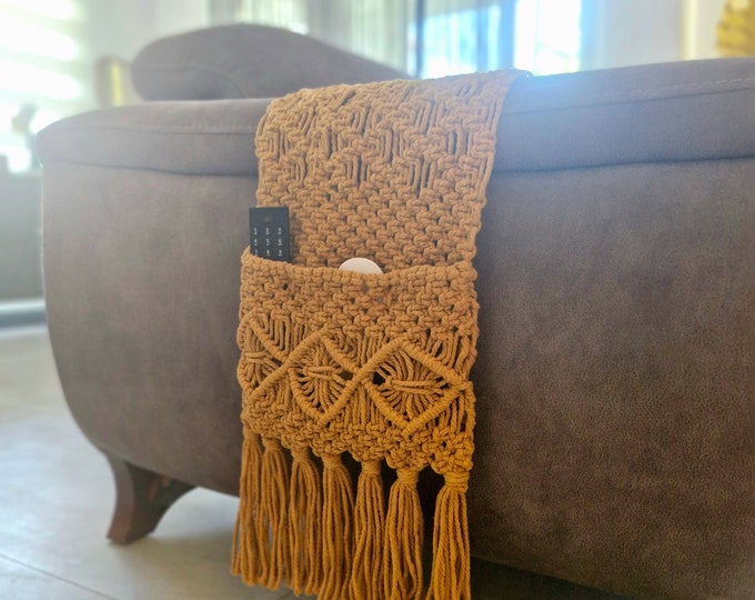Boho Macrame Armchair Organizer: Remote Control Holder - Etsy