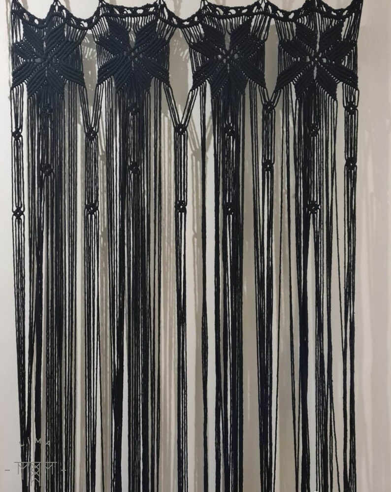 Black Macrame Curtain, Macrame Window Curtain, Macrame Door Curtain ...