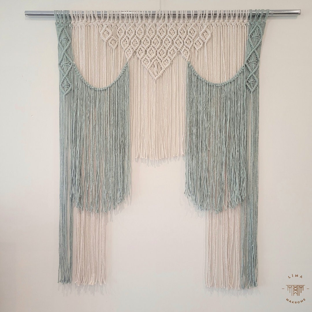 Dual Color Macrame Curtain / Wall Hanging / Macrame Bohemian Curtain ...